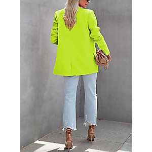ARTFREE Womens Casual Blazer Button Lapel Long Sleeve Work Business Fashion Blazers Jackets Outfits with Pockets Fluorescent Green XS