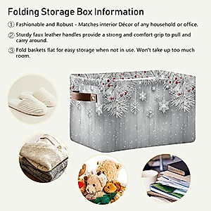 Bolaz Foldable Storage Basket, Cube Organizer Bins Silver Christmas Tree Snowflake Bag Dual Handles for Closet Shelf Christmas 4 one size x1