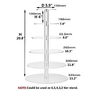 ZXJJ 3/4/5/6 Tier Clear White Round Cup Cake Stand Acrylic Cupcake Stand Supplies Display Tower Wedding Birthday Party Decoration (6 Tiers)