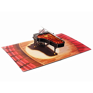 Liif Grand Piano Pop-Up Card, Thank You, 8 in x 6 in, Laser Cut and Hand Assembled, Satisfaction Guarantee