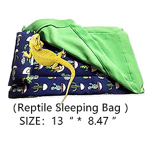 Bearded Dragon Bed with Pillow and Blanket, Reptile Accessories, Small Pet Animal Hide Habitat Shelter, Solf Fabric Warm Sleeping Bag with Cover for Bearded Dragon, Leopard Gecko, Lizard