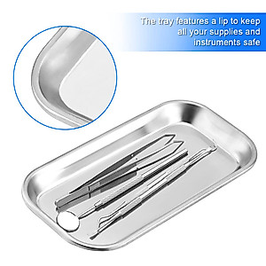 Surgical Tray, Stainless Steel Tray for Lab Instrument Supplies, Tattoo Tool for Lab Instrument Supplies Tattoo Tool Small Metal Tray for Medical Surgical Dental Instruments
