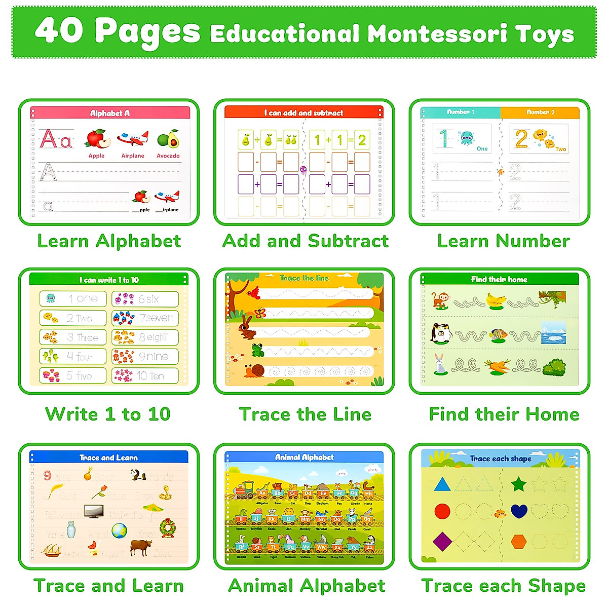 Letter Tracing for Kids Ages 3-5, Learn to Write for Kids, Letter Practice for Preschoolers, 40 Page Dry Erase Letter Tracing Book for Kids Ages 3-6, Toddler Learning Toys, Pre School Workbooks