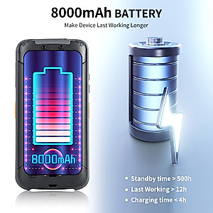 Posunitech Android 11 Barcode Scanner TA08 with Tempered Film IP65 Rugged PDA Data Terminal Mobile Computer with 1D/2D Zebra-SE4710 Reader Wi-Fi 6 Bluetooth 4G 8000mAh Battery for WMS Management