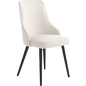 SHAWLA Chairs Modern Dining Room Furniture Chairs PU Leather Side Chair Metal Legs Kitchen Lounge Counter Chairs Dining Chairs (Size:Black Gold feet,Color:White)