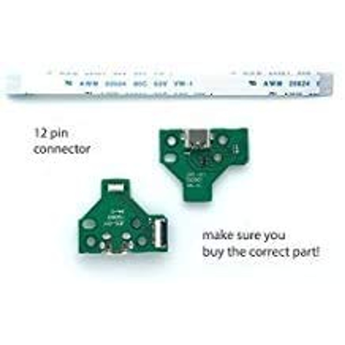Ambertown 12 Pin USB Charging Port Socket Board with Flex Ribbon Cable for Sony PS4 Controller