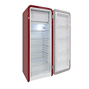 BRAMA Retro Fridge with Top Freezer 9.9 Cu.Ft. Full Refrigerator for Apartment, Condo, House, Kitchen, 24-Inch, Red