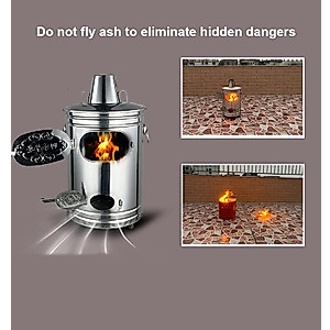 NABOOJ Burn Barrel, Stainless Steel Garden Incinerator Outdoor Bin with Fire Hook and Support, for Burning Garbage Leaves Yard and Waste Debris Paper