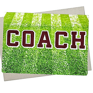 Coach Thank You Card, Coach Appreciation (7X5 Inches and Blank Inside for All Occasions) for soccer, baseball, football, track and field and field hockey - 893