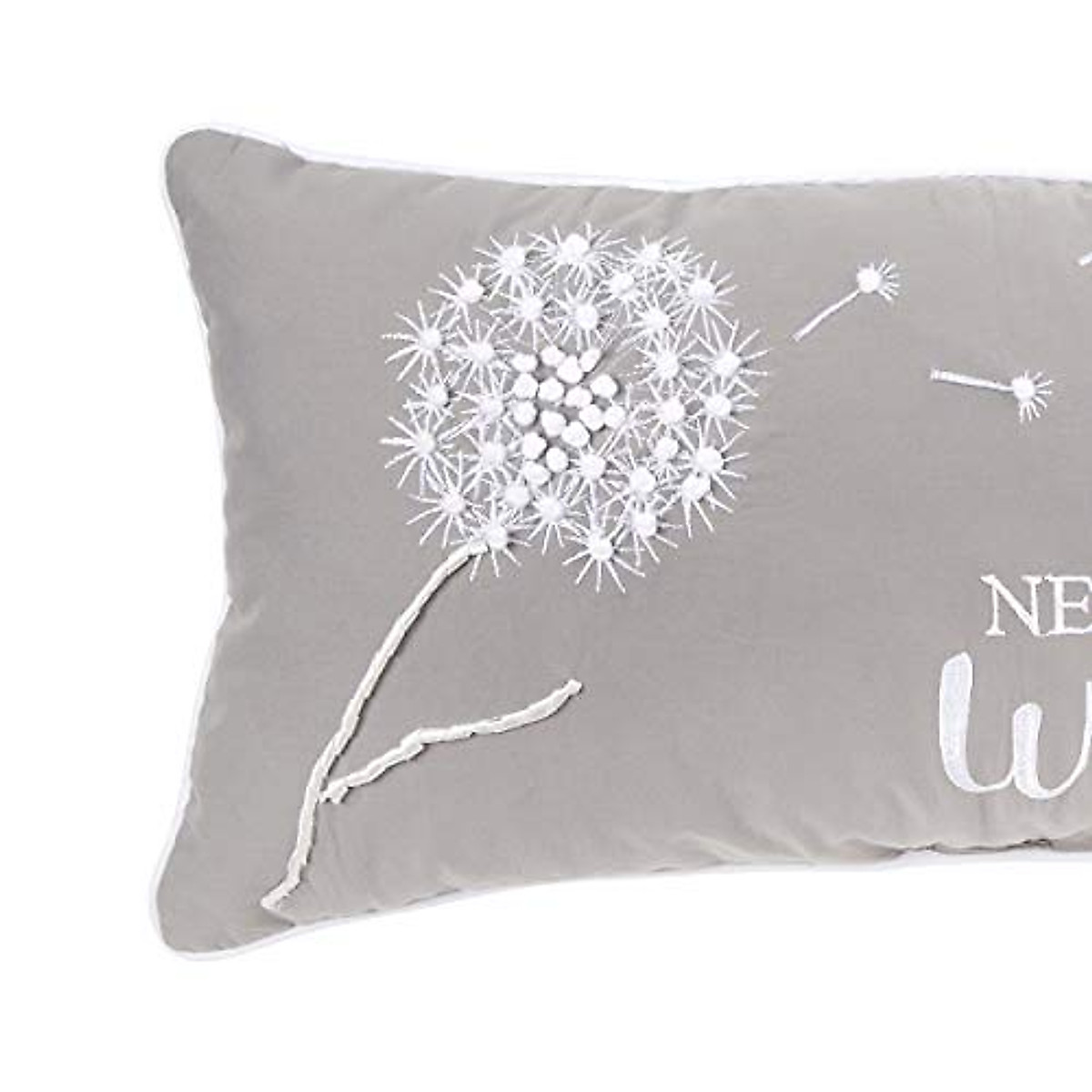 C&F Home Never Stop Wishing Pillow 12"x24" Embroidered French Knot Throw Pillow Decor Decoration Throw Pillow Spring Summer Floral for Couch Chair Living Room Bedroom 12 x 24 Gray
