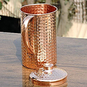HealthGoodsIn - Pure Copper (99.74%) Hammered Water Jug | Copper Pitcher for Ayurveda Health Benefits (50.7 US Fluid Ounce)