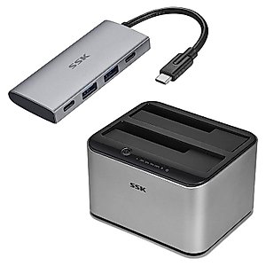 Bundles SSK 2.5 & 3.5 inch SATA HDD SSD Docking Station and SSK 4-in-1 USB C 10Gbps Hub with 10Gbps USB C and A Data Ports