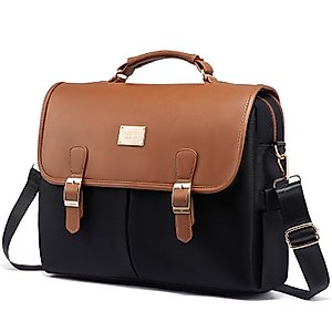 LOVEVOOK Laptop Bag for Women, 15.6 inch Large Capacity Computer Briefcase Case, Crossbody Messenger Shoulder Bag, Office Business Work Tote Bags Purse for Travel Gifts, Brown-black