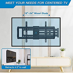 PERLESMITH Long Arm TV Wall Mount for 37-84 inch TVs, Full Motion TV Mount with 42.72 inch Extension Articulating Arm Swivel and Tilt, Max VESA 600x400mm, Holds up to 132 lbs, 16”,18”, 24” Studs