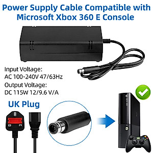 OSTENT UK AC Adapter Charger Power Supply Cable Cord for Microsoft Xbox 360 E Console