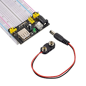 HUAREW Breadboard Kit with Power Supply Module， Jumper Wires，Battery Clip，830 & 400 tie-Points Breadboard