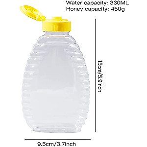 Rocutus Honey Jar Honey Bottles,6 Pack 15oz Plastic Honey Jar Empty Squeeze Honey Bottle Container Squeeze Honey Bottle with Leak Proof Flip-Top Caps for Storing and Dispensing