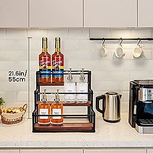 THYGIFTREE Coffee Syrup Rack Organizer Syrup Bottle Holder Stand for Coffee Bar 3-Tier 12 Bottles Storage Shelves for Syrup, Wine, Dressing for Kitchen Coffee Station