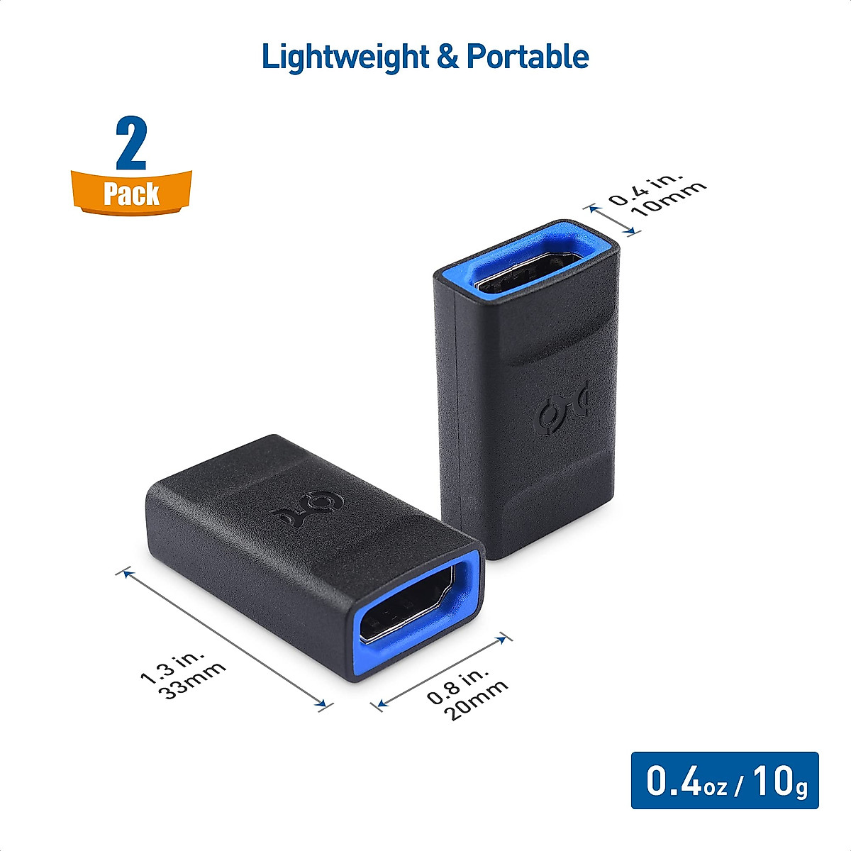 Cable Matters 2-Pack 8K@60Hz HDMI 2.1 Coupler with HDR 48 Gbps (8K HDMI Extender, 4K@240Hz HDMI Coupler Female to Female, HDMI Female to Female Adapter) in Black