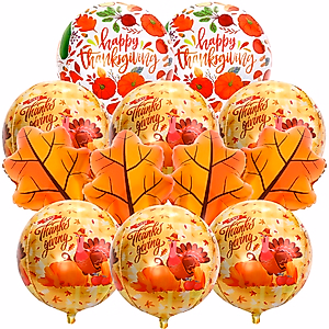 KatchOn, Thanksgiving Turkey Balloons - Large 22 Inch, Pack of 6 | Happy Thanksgiving Balloons - Large 27 Inch, Pack of 6 | Thanksgiving Balloon Garland Kit, Fall Balloons | Fall Decorations