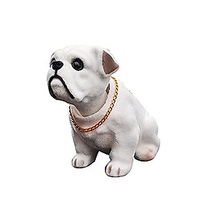 Car Animal Shaking Head Ornament,Bobbing Head Dog Cute Cartoon Resin Cake Decoration Interior Dashboard Trim Design Doll Toy Gift for Home Shop Office Simulation Accessories Bulldog