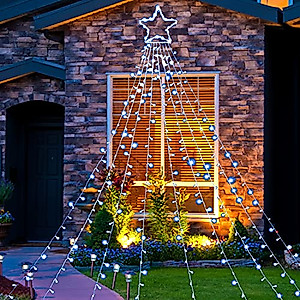 Joiedomi Christmas Outdoor Star String Lights, 335 LED 8 Lighting Modes Waterfall Lights for Christmas Tree Decorations, Home Party Wedding Garden Yard Patio Xmas Outdoor Décor (White)
