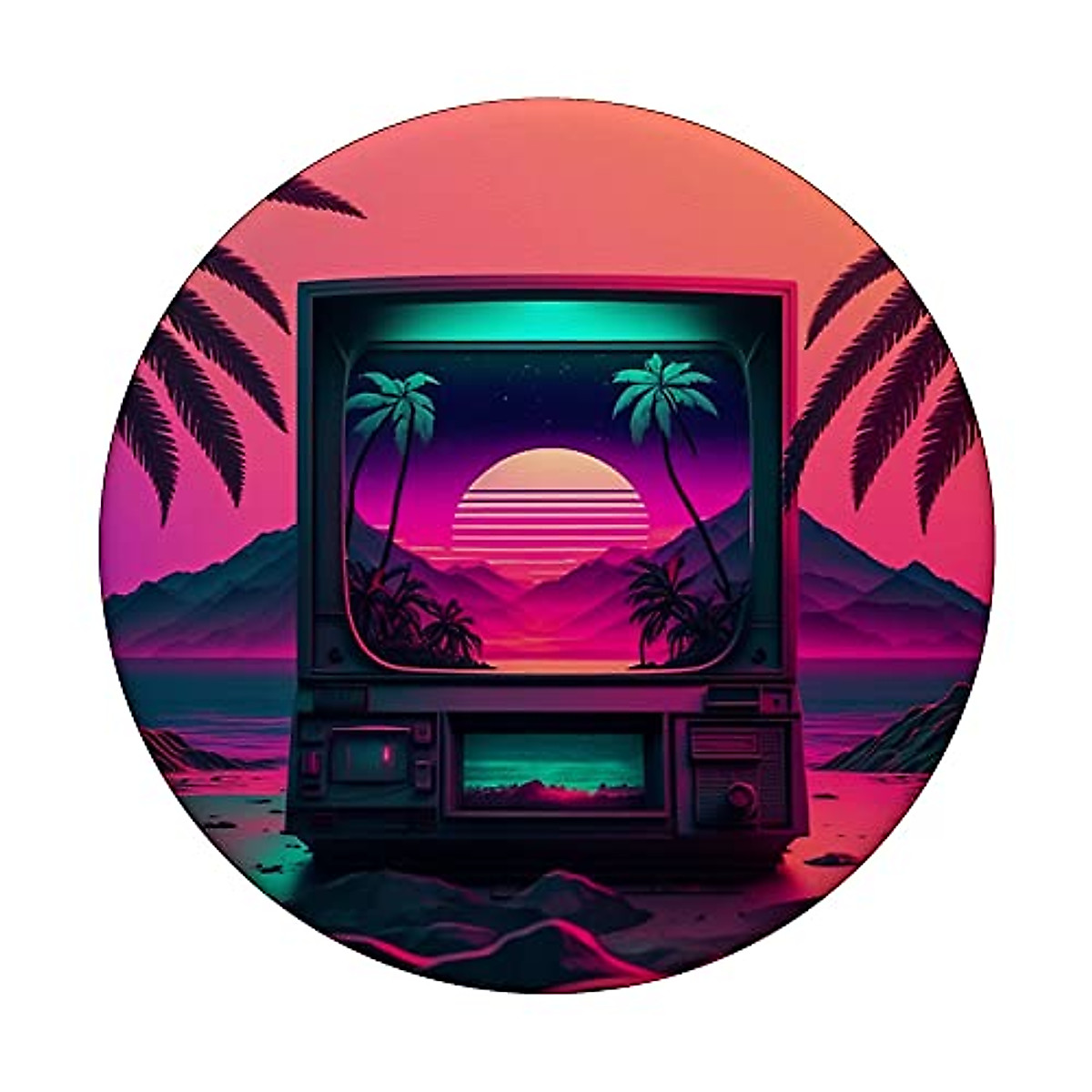 Vaporwave CRT TV Synthwave Aesthetic Retro 80s PopSockets Swappable PopGrip