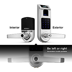 Fingerprint Door Lock, ARDWOLF A10 Keyless Entry Smart Biometric Door Locks with Digital Keypads Electronic Touchscreen and Reversible Handle Backup Keys for Home Office Front Door