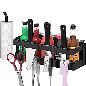 Griddle Caddy for Blackstone 36"/28"/17" Grill Utensil Storage, Grill Caddy for Outdoor Grill Blackstone Griddle Accessories Organizer, BBQ Caddy with Paper Towel Holder, Spatulas Slot, 4 J-Hooks