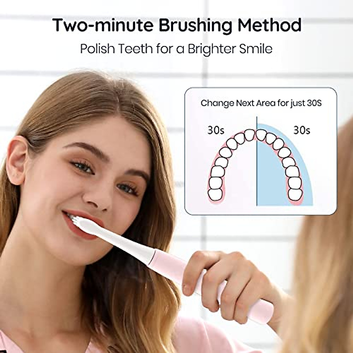 mornwell Sonic Electric Toothbrush T27 Electric Toothbrush with 4 Dupont Brush Heads Ultra Sonic Motor 3 Modes & Smart Timer Rechargeable Electric Toothbrush for Teenagers and Adults