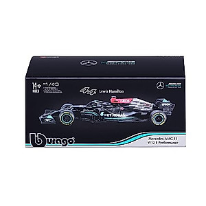 Xiangtat 1/43 Bburago Mercedes-AMG F1 W12 E Performance #44 Lewis Hamilton 2021 1/43 Diecast Model Car (W12 E #44 W/Helmet)