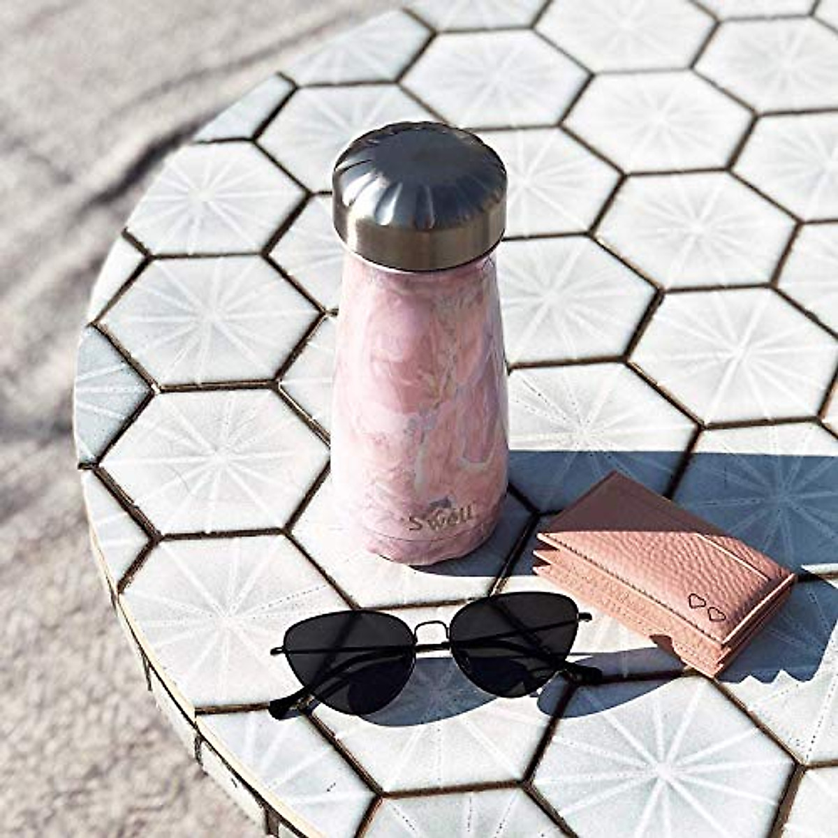 S'well Stainless Steel Traveler - 16 Fl Oz - Geode Rose - Triple-Layered Vacuum-Insulated Travel Mug Keeps Coffee, Tea and Drinks Cold for 24 Hours and Hot for 12 - BPA-Free Water Bottle