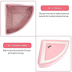 VILLCASE Rabbit Litter Tray, Rabbit Litter Box Ceramic Hamster Toilet Pet Potty Training Corner Cage Box Accessory for Rabbit Guinea Pig Chinchilla Small Animal, 12.97X9.43X3.93inch (Pink)