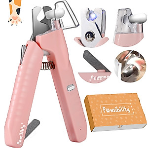 Pawsibility - Reinvented Pet Nail Clippers for Your Pal - USB Rechargeable LED Light for Bloodline | Razor Sharp and Durable Blade | Vets Recommended Trimming Tool for Dogs and Cats - Pink