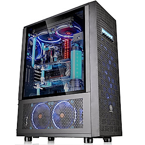 Thermaltake Core X71 Tempered Glass Edition SPCC ATX Full Tower Tt LCS Certified Gaming Computer Case with 2 140 Blue Front Fan + 1 140 Black Rear Fan Pre-Installed CA-1F8-00M1WN-02