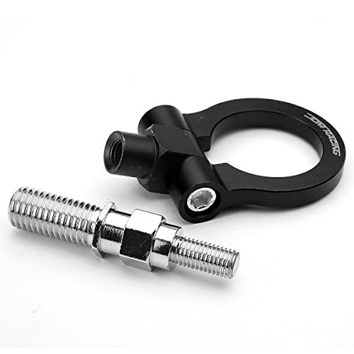 Billet Aluminum Racing Front Tow Hook Compatible with Honda Fit 2009 2010 2011 2012 2013, M18 x 2.5 (Black)