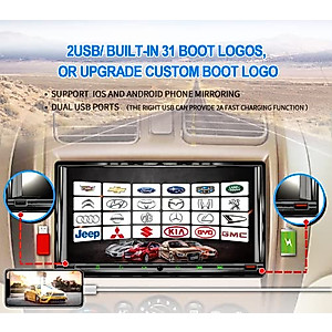 1280x720 HD Non-Glare Touch Screen Car Stereo with 30 Segment EQ,7 Inch Double Din Stereo for Apple Carplay & Android Auto with Bluetooth 5.2,Car Radio with Backup Camera, Mirror Link/SWC/FM/AM