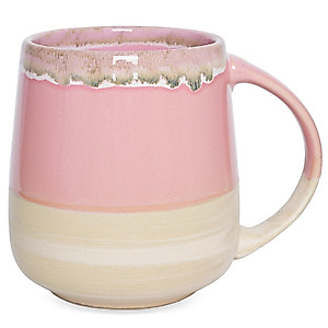Bosmarlin Extra Large Ceramic Coffee Mug, 23 Oz, Dishwasher and Microwave Safe, Oversized Big Tea Cup, Reactive Glaze (Pink)