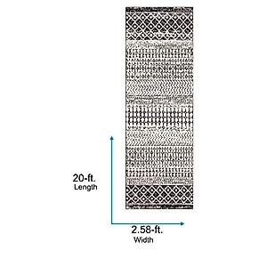 Artistic Weavers Chester Boho Moroccan Runner Area Rug,2'7" x 20',Black