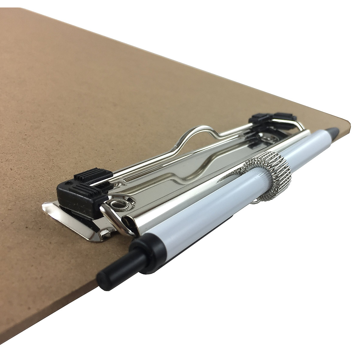 Pen Holder Clipboard, Letter Size, Low Profile Clip, Hardboard Single (Pen Included)