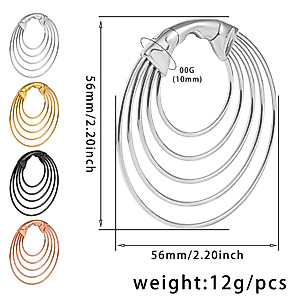 DOEARKO 2PCS Cool Hoops Ear Weights for Stretched Ears Gauges Ear Plugs Body Piercing Tunnels 316 Stainless Steel Hypoallergenic Body Jewelry (6mm(2G), Gold)