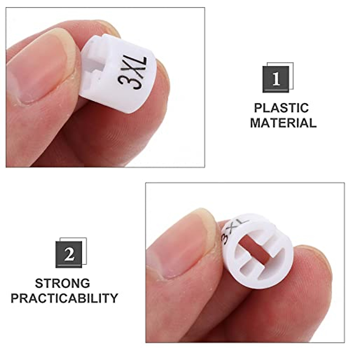 Balacoo Clothes Hanger Size Markers, 100Pcs Garment Size Markers Kit for Retail, at Home Hangers, Closet Organization 10 Size White 1X1CM