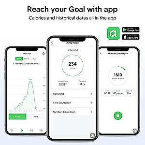 arboleaf Smart Jump Rope, Cordless & Rechargeable Jump Ropes for Fitness with Counter, App Data Analysis Jumping Rope, Adjustable Anti-Tangle PVC Black Jump Rope for Men, Women, Kids - Indoor/Outdoor