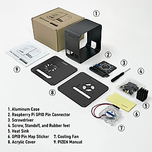 ElectroCookie Raspberry Pi 4 Case, Aluminum Mini Tower Case with Cooling Fan and Color Changing Ambient Light (Matte Black & Dark Gray)