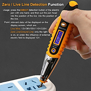 Smgda Digital Voltage Circuit Tester Pen 12V-220V DC & AC Voltage Detector NO Battery Intelligent Induction Electroprobe with LED Light for Home Repair and Detection