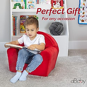 ABABY.COM Red Toddler Foam Chair - Comfy Reading Chair for Kids with Removable Cover- Lightweight Baby Chair