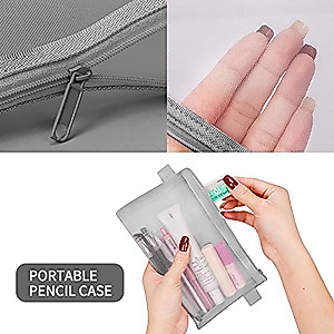 Toplive 3 Pieces Pencil Case Set, Clear Exam Pencil Pouch, Mesh Zipper Pen Pouch, Nylon Pencil Storage Pouch, Makeup Bag for Women, Portable Office Stationery Pouch for Students Adults