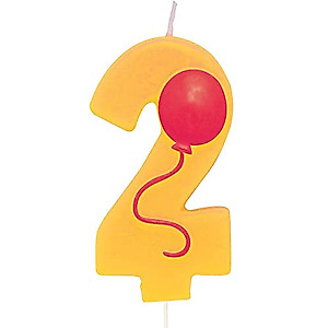 Creative Converting Numerical Balloon Candle, 3.5", Yellow