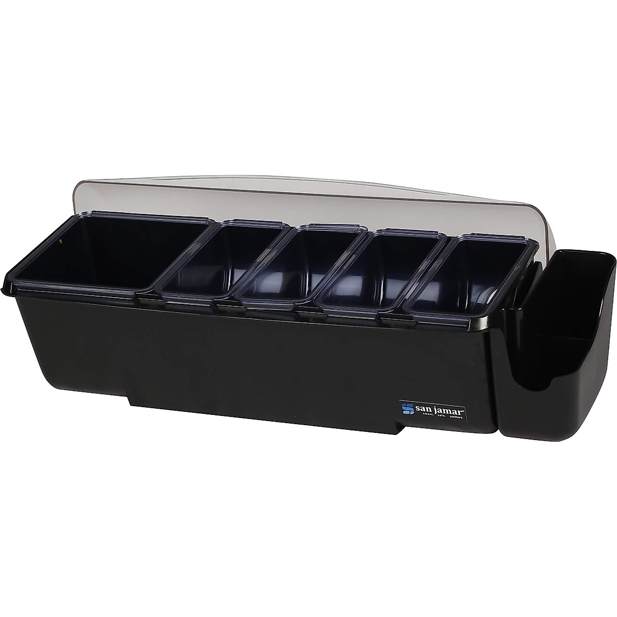 San Jamar Dome Plastic Garnish Center, 8 Pint - 5 Tray, Black