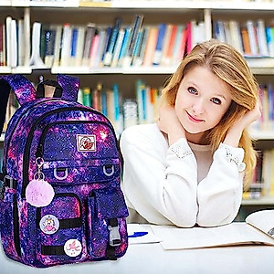 KLFVB Laptop Backpack for Girls, 15.6 Inch Cute Tie Dye College Bookbag, Anti Theft Water Resistant Large Computer School Bag for Teens Women Students - Purple